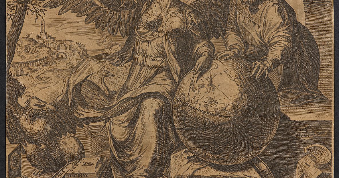 Kupferstich: Urania mit Himmelsglobus - Bayerisches Nationalmuseum