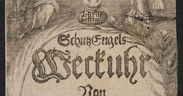 Kupferstich: Titelblatt Schutz Engels Weckuhr - Bayerisches Nationalmuseum