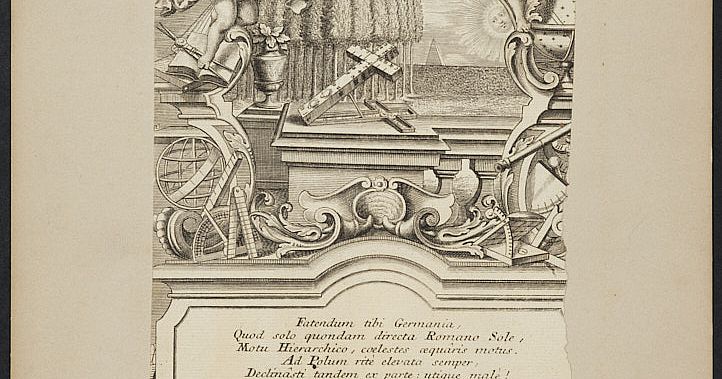 Radierung: Titelblatt mit mathematischen Instrumenten. - Bayerisches Nationalmuseum