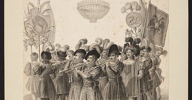 Lithografie: Zug der Herolde (Titelblatt) - Bayerisches Nationalmuseum