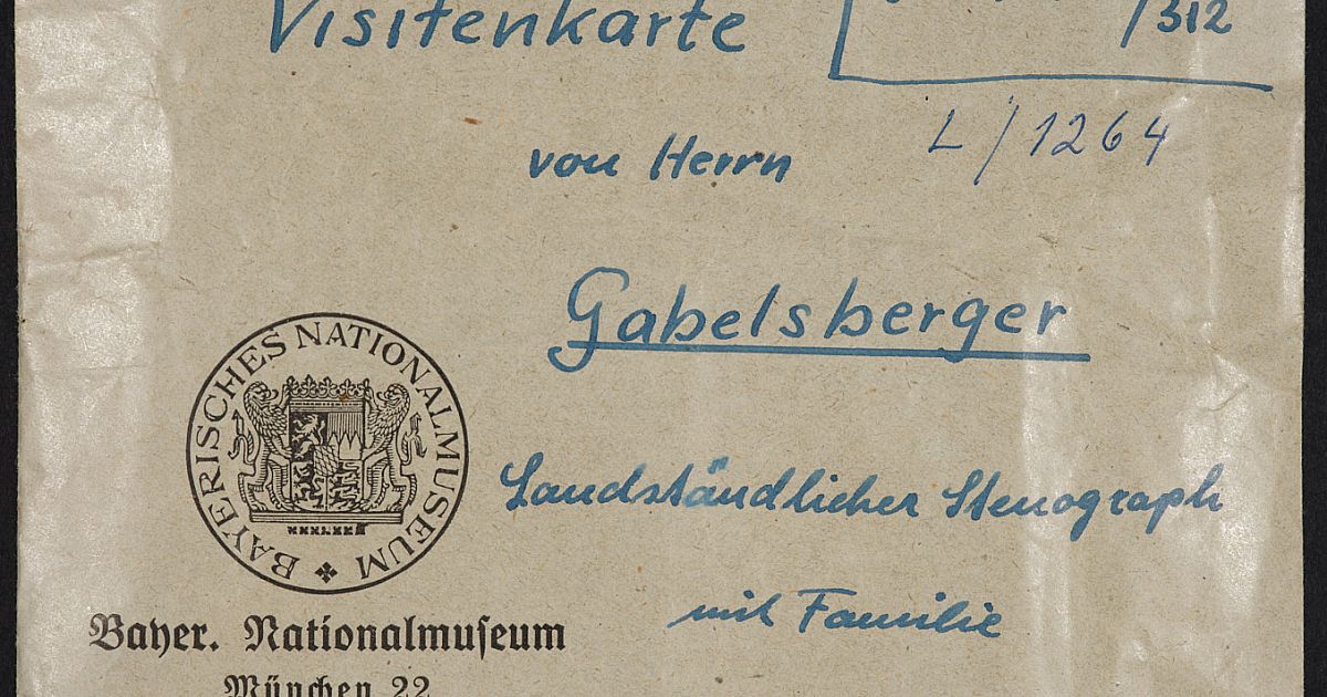 Verglaste Visitenkarte: Gabelsberger - Bayerisches Nationalmuseum