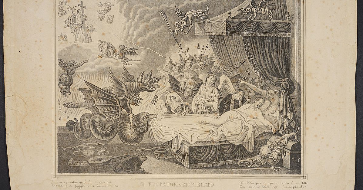 Lithografie: Il peccatore moribondo (Der sterbende Sünder ...