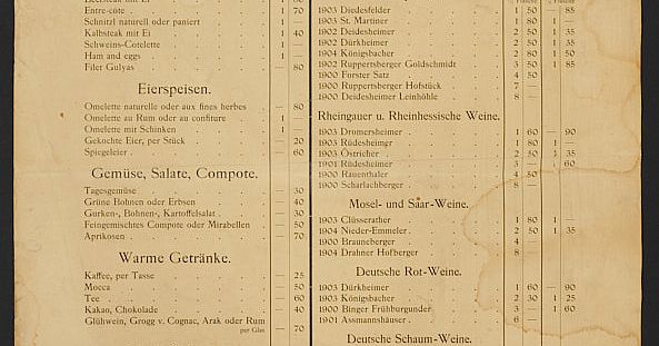 Speise- und Getränkekarte des Restaurants im Bayerischen Nationalmuseum - Bayerisches Nationalmuseum