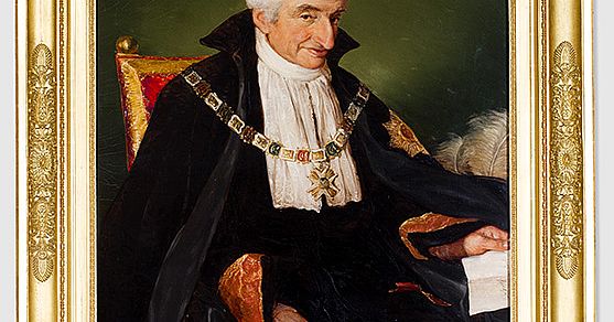 Gemälde m. Rahmen: Porträt von Maximilian Joseph Graf von Montgelas in der Tracht des Hubertus ...