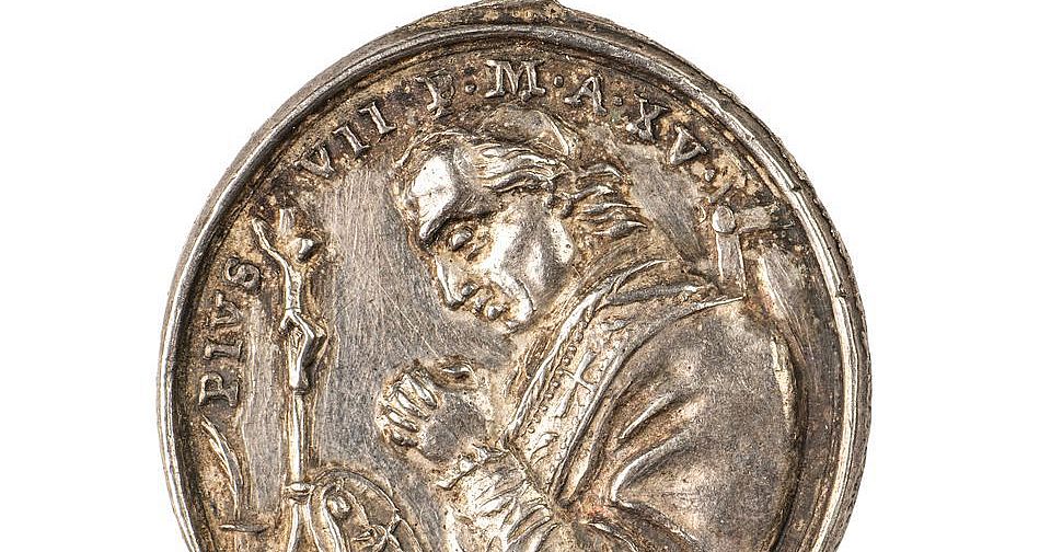Medaille auf Papst Pius VI. und die Apostel Petrus und Paulus ...