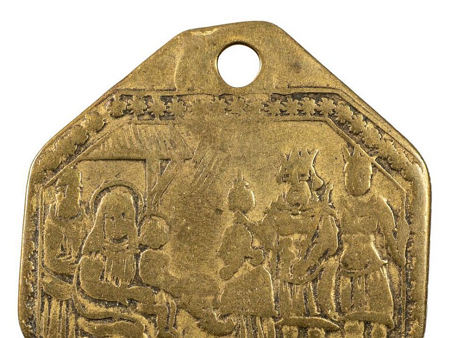Votivgemälde: Schiff in Seenot vor Madonna mit Jesusknaben, Ex Voto ...
