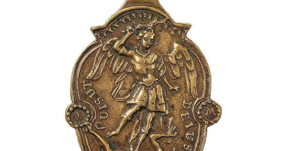 Kartuschenförmiger Anhänger auf die Maria Immaculata und den Erzengel ...