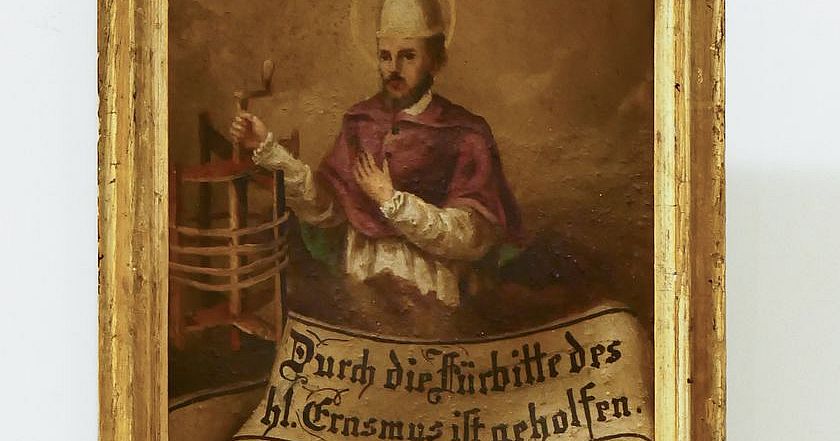 Votivgemälde: hl. Erasmus mit Winde von Lichtglanz umgeben - Bayerisches Nationalmuseum