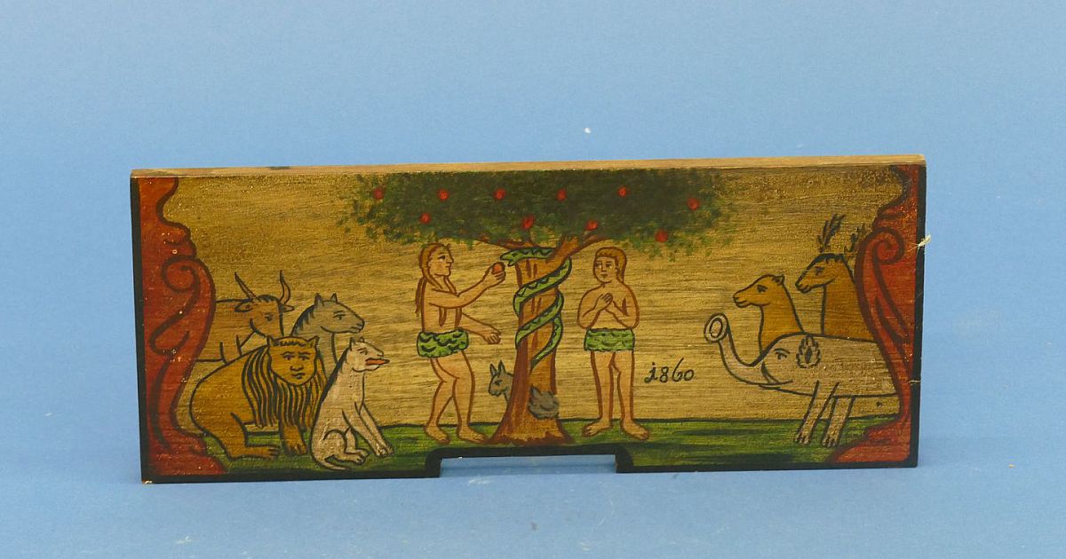 Bienenstockbrettchen: Adam und Eva am Baum der Erkenntnis (Reproduktion ...